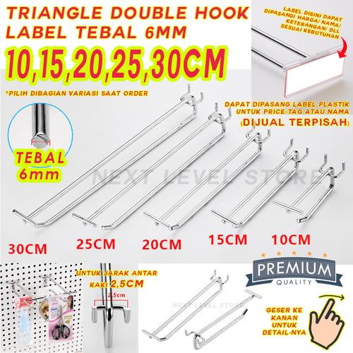 Promo Triangle Hook Label 10 15 20 25 30 CM TEBAL 6mm Chrome Stainless ...