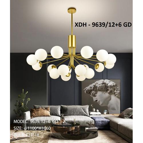 Jual Lampu Gantung Ruang Tamu Ruang Makan Minimalis Nordic XDH 9639/12+6 - GOLD - Jakarta Barat ...