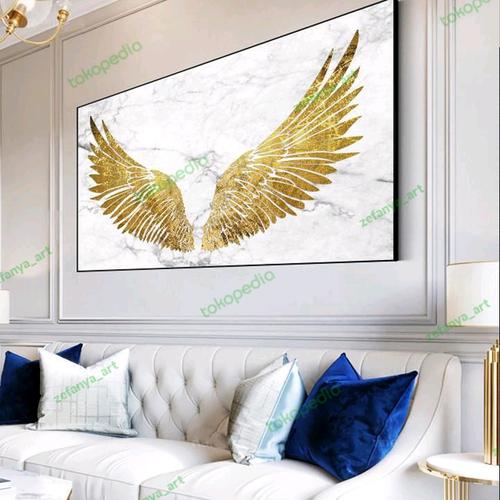 Jual dekorasi dinding ruang tamu lukisan angel gold - Kab. Bandung ...