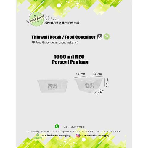 Jual Thinwall 1000ml Persegi Panjang / Rectangle (25 pc) - Kota Bandung ...