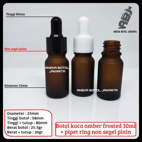 Jual Botol kaca amber frosted 10ml pipet ring non segel motif plain ...