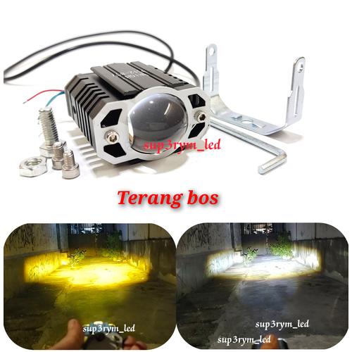 Jual Lampu tembak Laser LED D2 mini kotak 2 warna High Low putih kuning ...