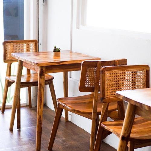 Jual Set Meja Makan Cafe 2 Kursi Rotan Minimalis Kayu Jati Model Terbaru - Meja 60x60, Non ...