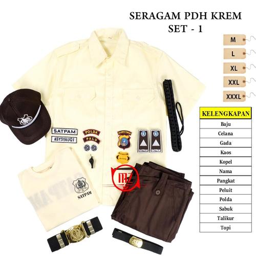 Jual PROMO baju seragam satpam terbaru PDH PDL KREM lengkap terbaru 2022 - PDH KREM SET-1, XXXL ...