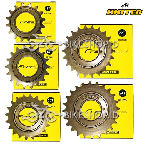 Jual FreeWheel Gear UNITED Sepeda 16T / 18T / 20T / 22T / 24T Brown ...