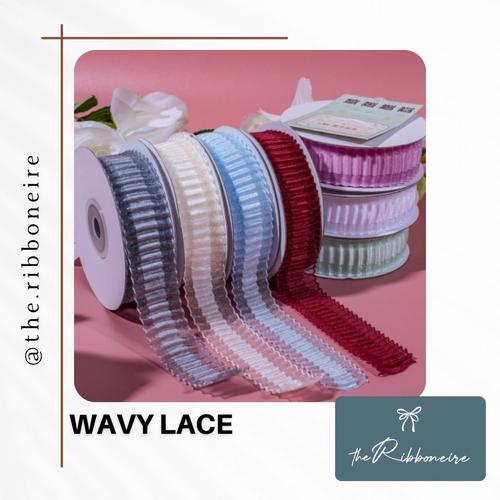 Jual Wavey lace Pita kado Pita bunga Pita kue motif gelombang - Putih ...