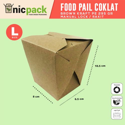Promo Food Pail Kraft Coklat Rakit Uk L / Paper Box Kertas / Box ...