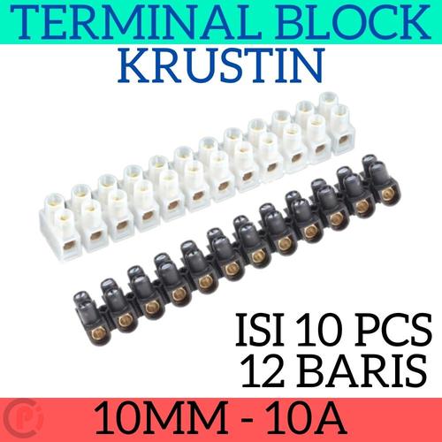Jual Isi 10 Pcs Terminal Listrik Block Krustin 10mm 10A 12 Baris Per ...