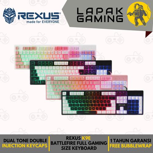 Jual Rexus K9E Battlefire Full Gaming Size Keyboard - Black-White ...