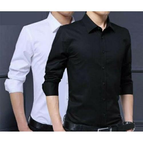 Jual PROMO Kemeja Pria Polos Lengan Panjang Slimfit Hem Kantor Putih ...