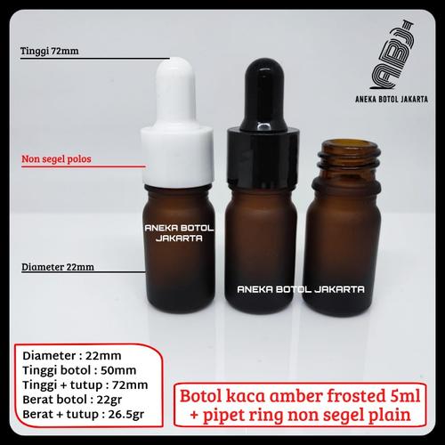 Jual Botol kaca amber frosted 5ml pipet ring non segel motif plain ...