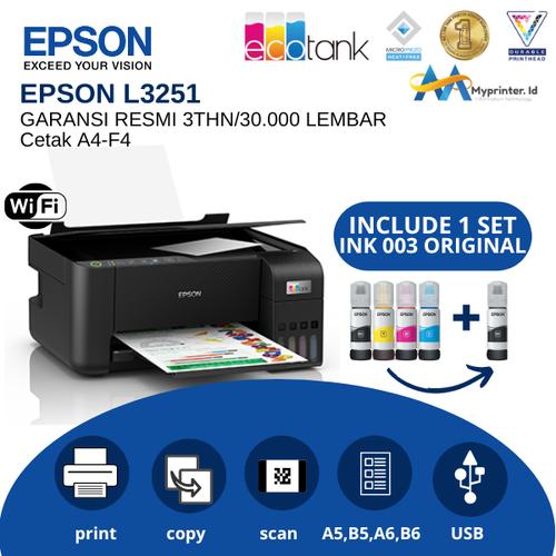 Jual Printer Epson L3251 EcoTank Print Scan Copy Wi-Fi NEW Original ...