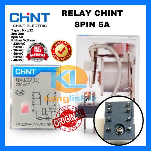 Jual RELAY CHINT 8 PIN 8 KAKI 5A 220v 24v 36v 48v 2no 2nc NXJ/2Z ...