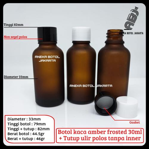 Jual Botol kaca amber frosted 30ml tutup ulir plain polos - Hitam ...