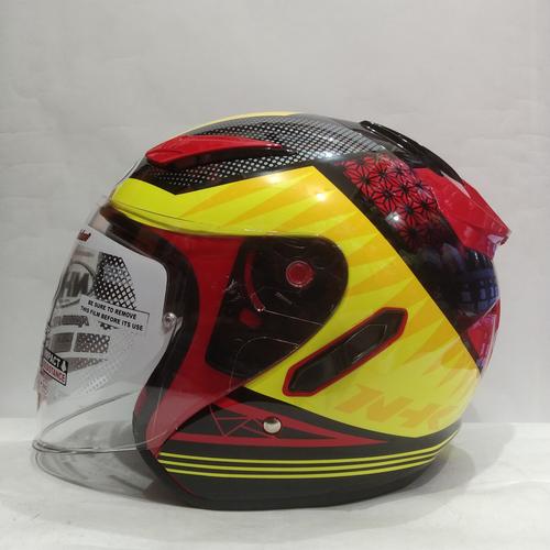 Jual HELM NHK R1 BIZARE RED YELLOW HELM HALF FACE - Kota Tangerang ...