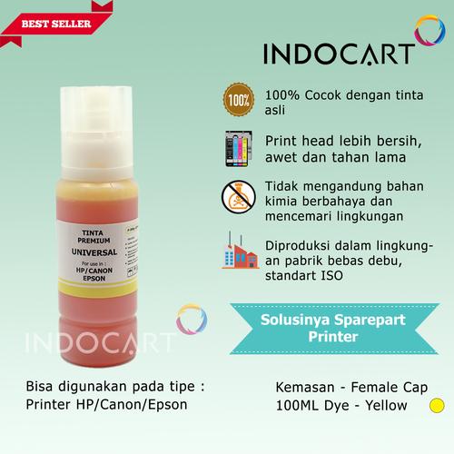 Jual IndoCart Tinta Premium Universal HP Canon Epson-Dye Ink-Female Cap-100 - Kuning - Kota ...