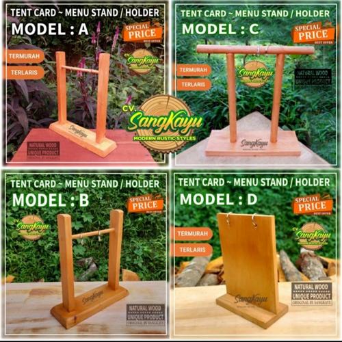 Jual Menu Stand With Hanger A6 gantungan menu wood stand display menu ...