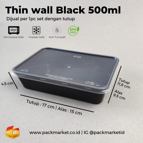 Jual KOTAK MAKAN PLASTIK HITAM 500ml/ THIN WALL TEBAL/BENTO BOX - Kota ...