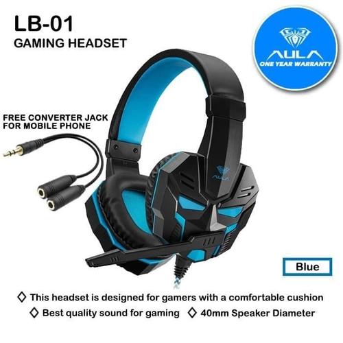 Jual AULA HEADSET GAMING PRIME LB01 - BLUE FREE AUX SPLITTER - Jakarta ...