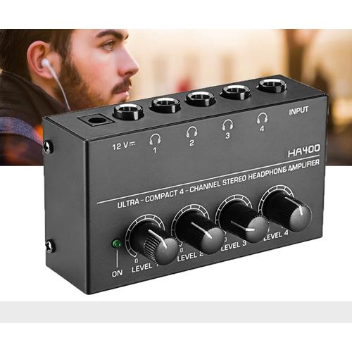 Jual PROFESSIONAL HEADPHONE AMPLIFIER 4 CHANNEL MICRO AMP HA400 - Hitam ...