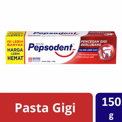 Jual Pepsodent Pasta Gigi Pencegah Gigi Berlubang Merah 120 + 30 g ...
