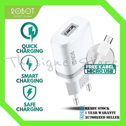 Promo Charger ROBOT RT-K7 Fast Charging Kabel Micro USB Output 5V/1A ...
