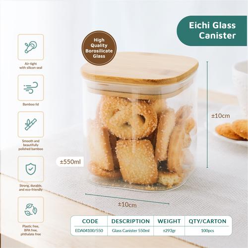 Promo Toples Kaca Kotak Persegi Bamboo Jar Penutup Kayu Kedap Udara ...