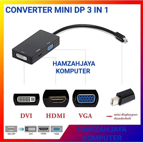 Jual Konverter 3 in 1 Combo Mini DP Displayport to hdmi dvi vga ...