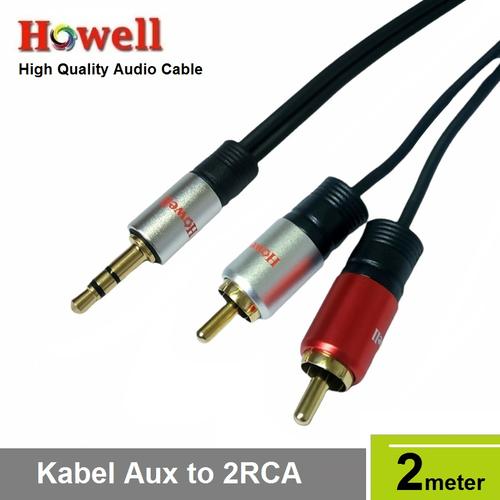 Jual Howell - Kabel Audio Aux 3.5mm to 2 RCA 2m - Mini to RCA Cable 1-2 ...