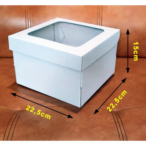 Jual Box cake putih mika 22x22x15 dus packaging kemasan kue tart kotak ...