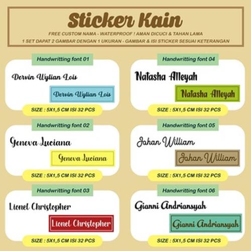 Jual [GIANTPALACE] STICKER BAJU CUSTOM NAMA DENGAN PILIHAN BERBAGAI ...