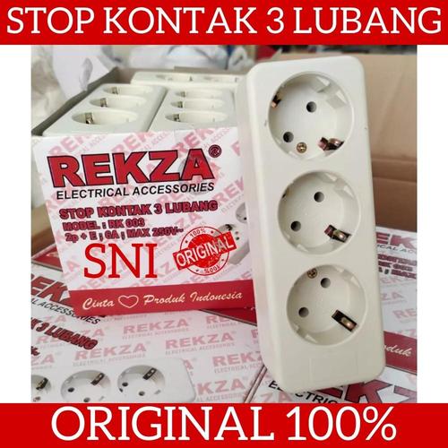 Jual REKZA Stop Kontak Arde Terminal Listrik 3L 3 Lubang SNI Max 2500 ...