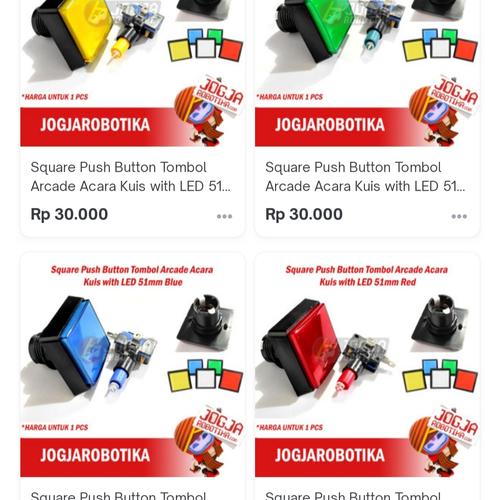 Jual SQUARE PUSH BUTTON TOMBOL ARCADE ACARA KUIS WITH LED 51MM - WARNA ...