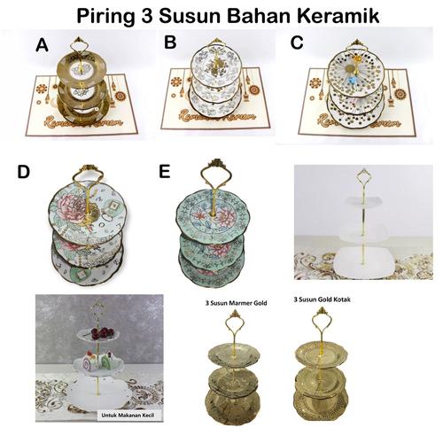Jual Keramik Piring Susun 3 utk tempat buah/ kue / permen / PIRING ...