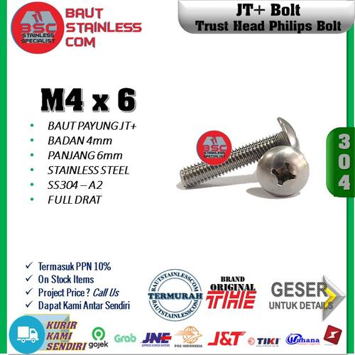 Jual BAUT PAYUNG PLUS BAUT JT+ STAINLESS SS304 M4X6 ISI 10PCS - Kab. Bekasi - BAUTSTAINLESSCOM ...