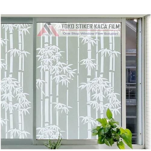 Jual Stiker Kaca Jendela Rumah Sandblast Motif Daun Bambu Warna Putih ...