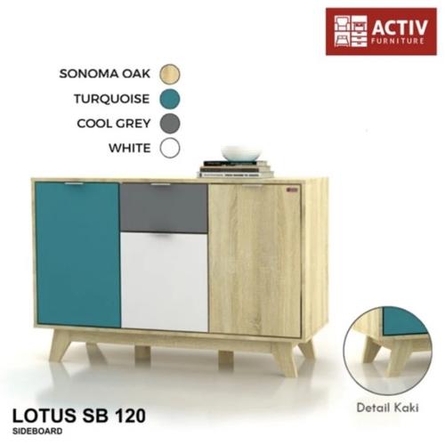 Jual Buffet Kabinet Rak Tv Meja Serbaguna sideboard LOTUS SB 120 ACTIV - S. oak Tourquse - Kota ...