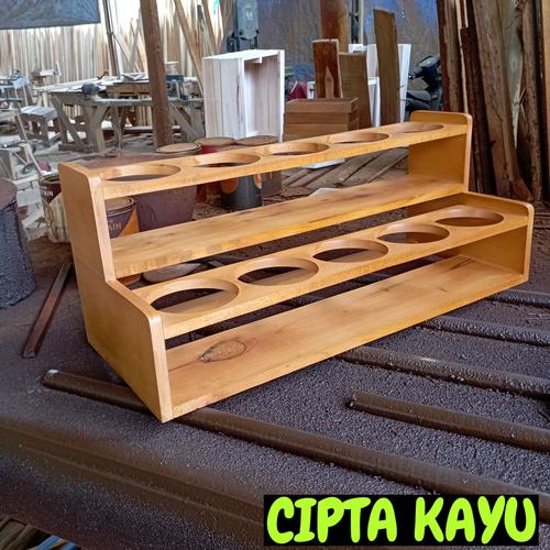 Jual rak kayu serbaguna 10 slot 10 Cm Tempat botol rak Bumbu Minimalis ...