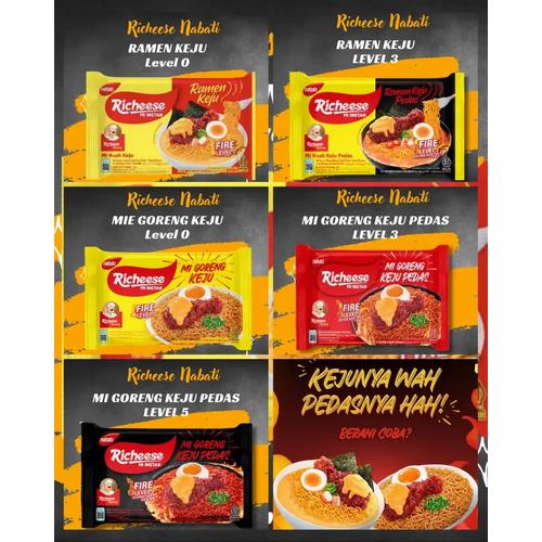 Jual Mi Goreng Richeese Nabati | Mie Goreng Richeese Keju Fire Level 5 ...