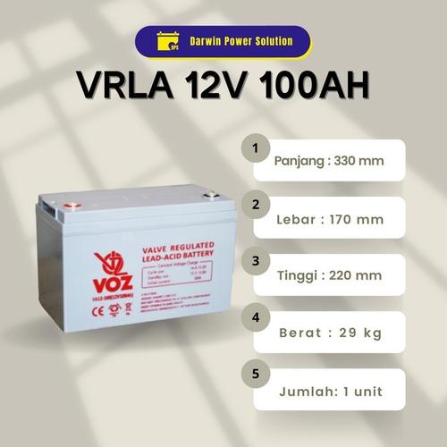 Jual VOZ BATERAI AKI KERING VRLA AGM 12V 100AH SHORT ACCU KERING 100 AH ...