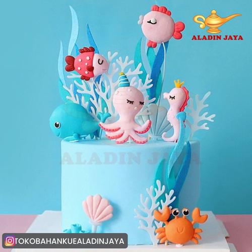 Jual 3D Cake Topper Happy Birthday Tema Hewan Laut Set - LAUT 2 - Kota ...