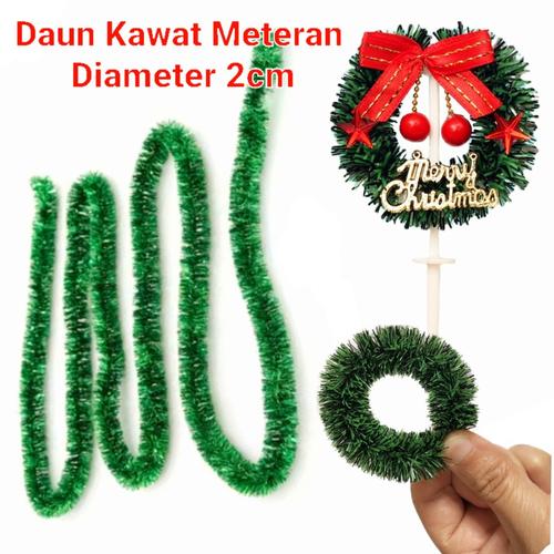 Jual Daun Kawat Meteran Tinsel Natal Daun Hijau Lilit Serbaguna Murah ...