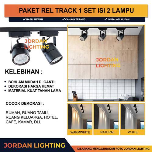 Jual Paket Lampu Sorot Rel 1 Set isi 2 Spotlight Track Light Rell 1 ...