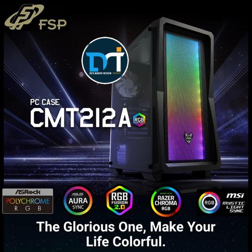 Promo FSP CMT212A I CMT 212A - ARGB Tempered Glass Mid-Tower ATX Gaming ...