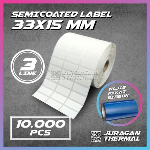 Jual Label Printer Barcode 33x15mm 33x15 mm 3 Line Semicoated isi 10000 ...