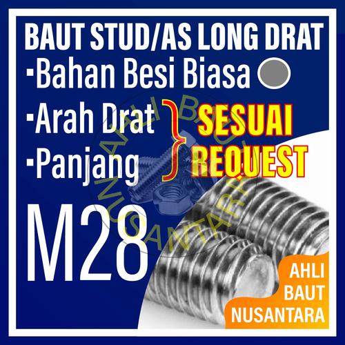 Jual Baut Stud Bolt M28 M29 M30 M31 M32 M33 M34 M35 M36 Asdrat As Long ...