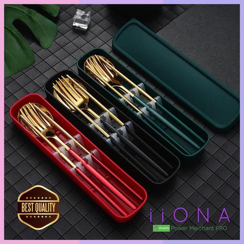 Promo ALAT MAKAN KOREA SET Sendok Garpu Sumpit Stainless Travel Piknik ...
