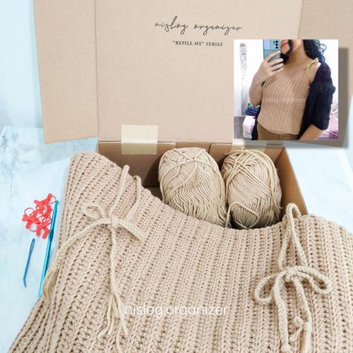 Jual DIY kit crochet paket rajut pemula CROP TOP - Khaki - Jakarta ...