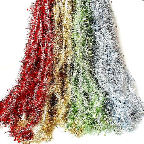 Jual Slinger Merah Gold Emas Silver Dekorasi Tinsel Parcel Natal Imlek ...