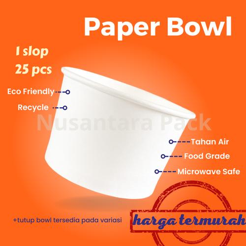 Jual PAPER BOWL / Rice Bowl / Mangkok Kertas Putih Kemasan Makanan 650 ...